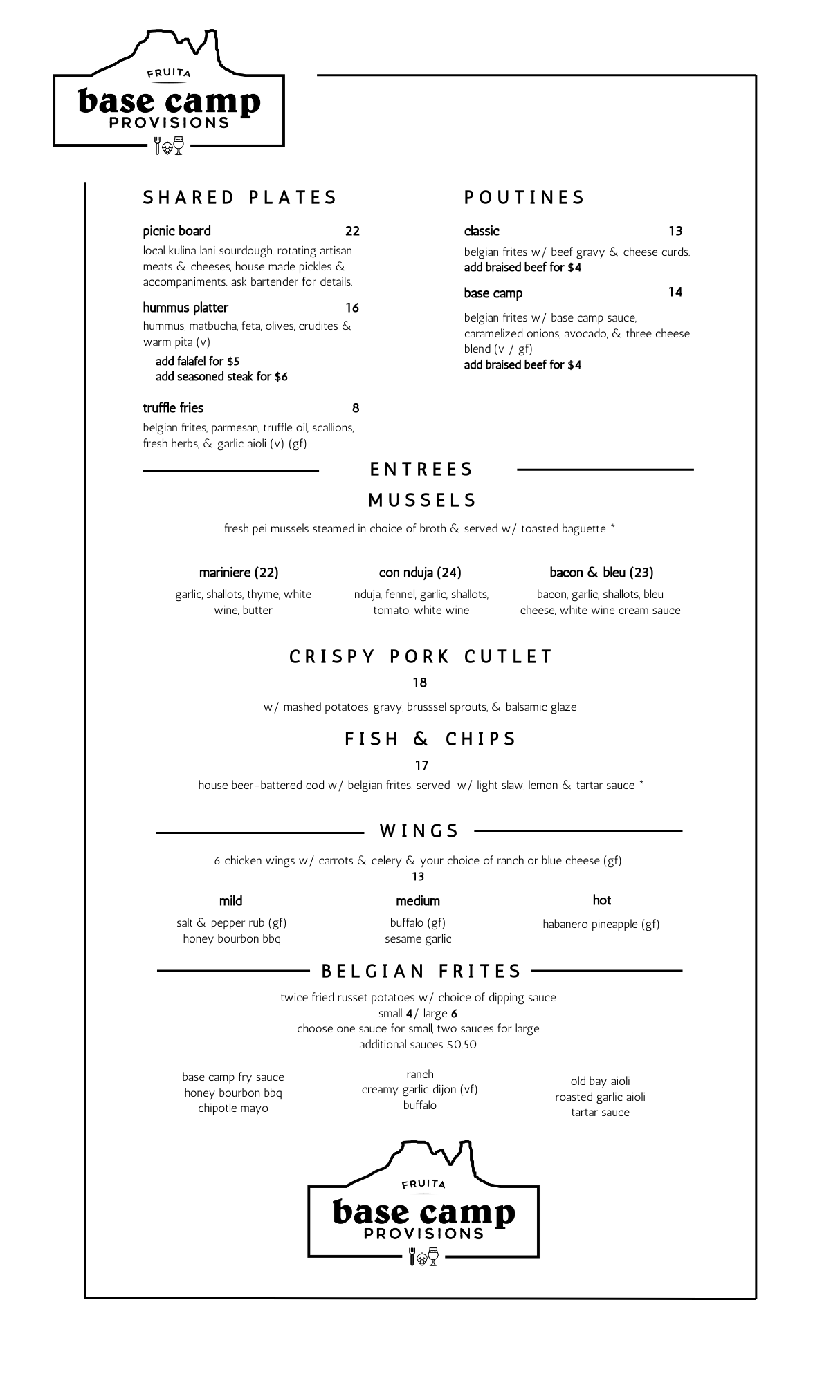 food — base camp provisions