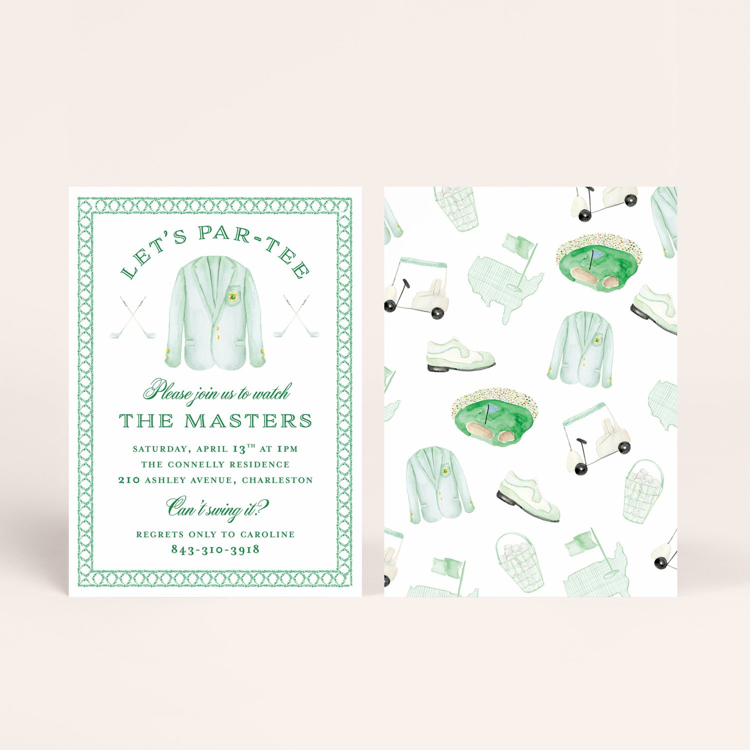Custom Masters Golf Invitations | Personalized Stationery | Soirée All ...