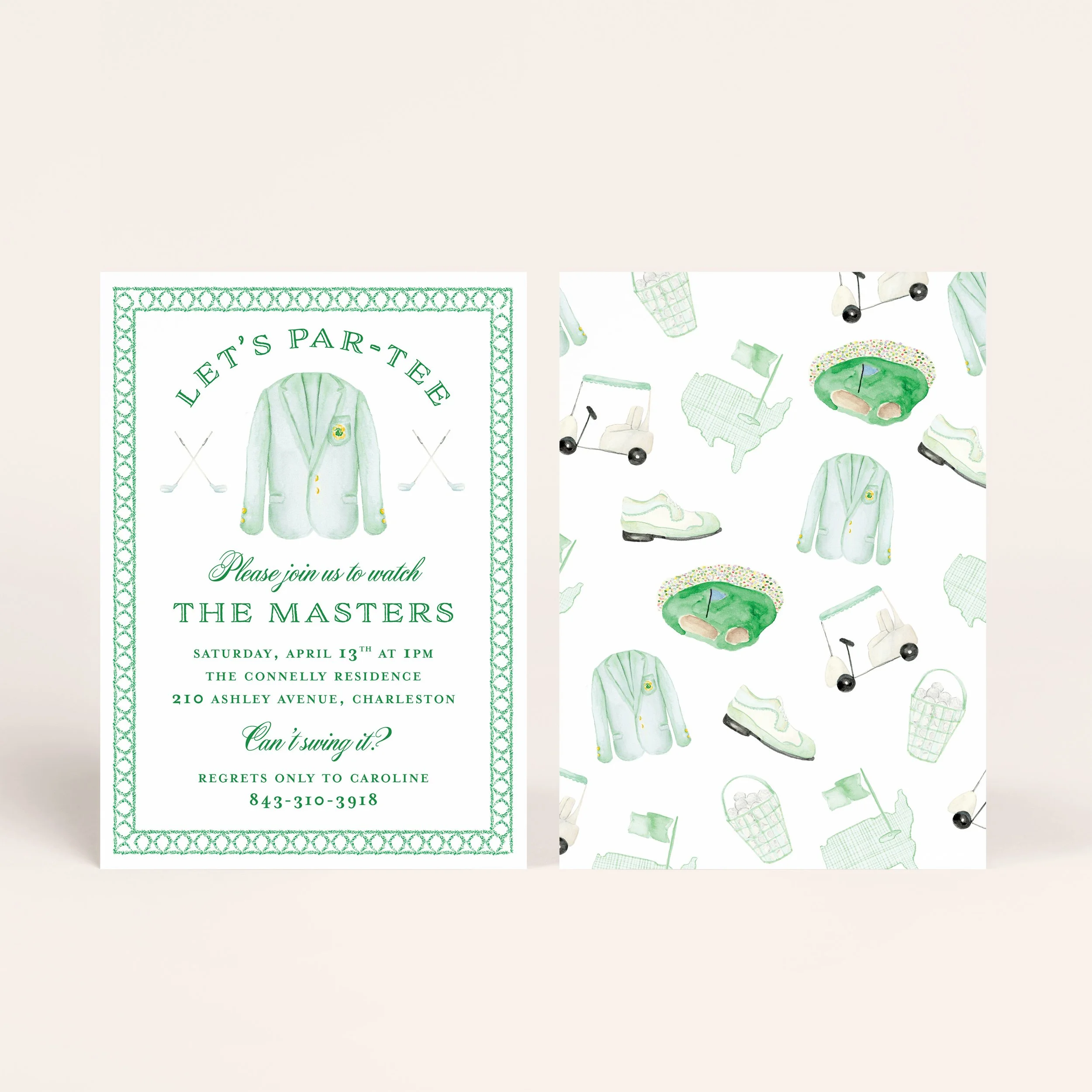 Custom Masters Golf Invitations | Personalized Stationery | Soirée All ...