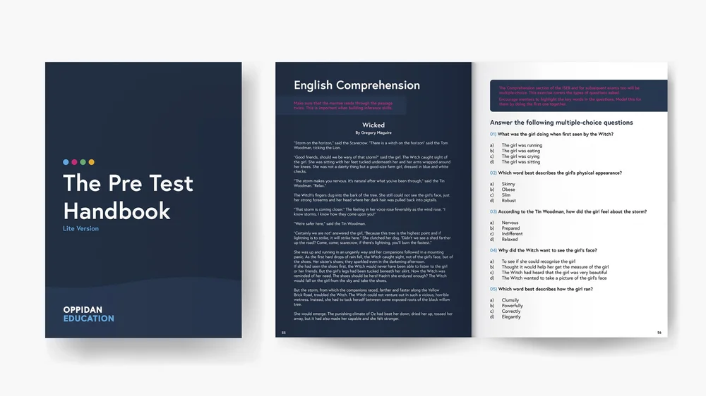 Free Pre-Test & Entry Exam Handbook For Parents | Oppidan Education