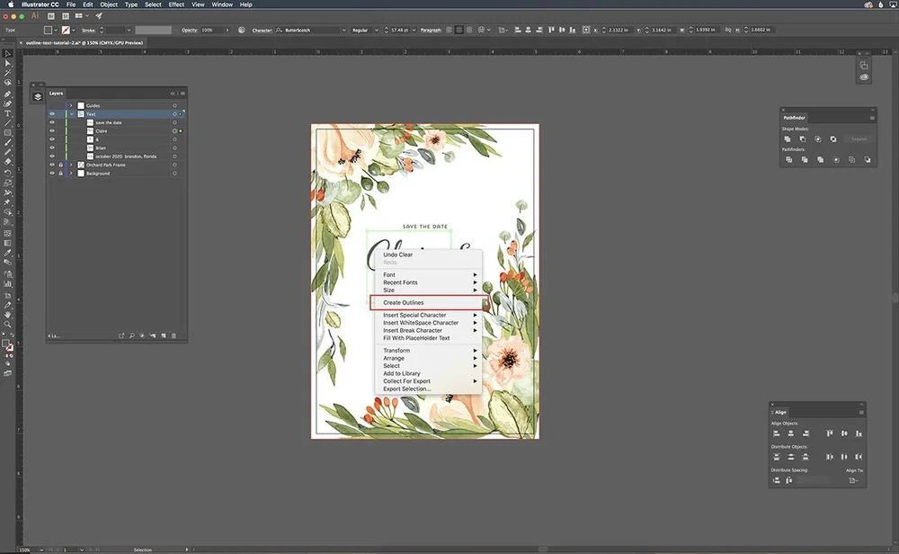 When and How to Outline Text for Print in Adobe Illustrator — Procreate ...
