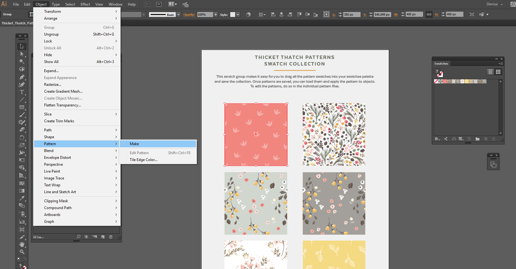 Using and Saving Pattern Swatches in Adobe Illustrator — Procreate ...