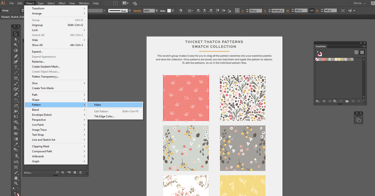 Using and Saving Pattern Swatches in Adobe Illustrator — Procreate ...