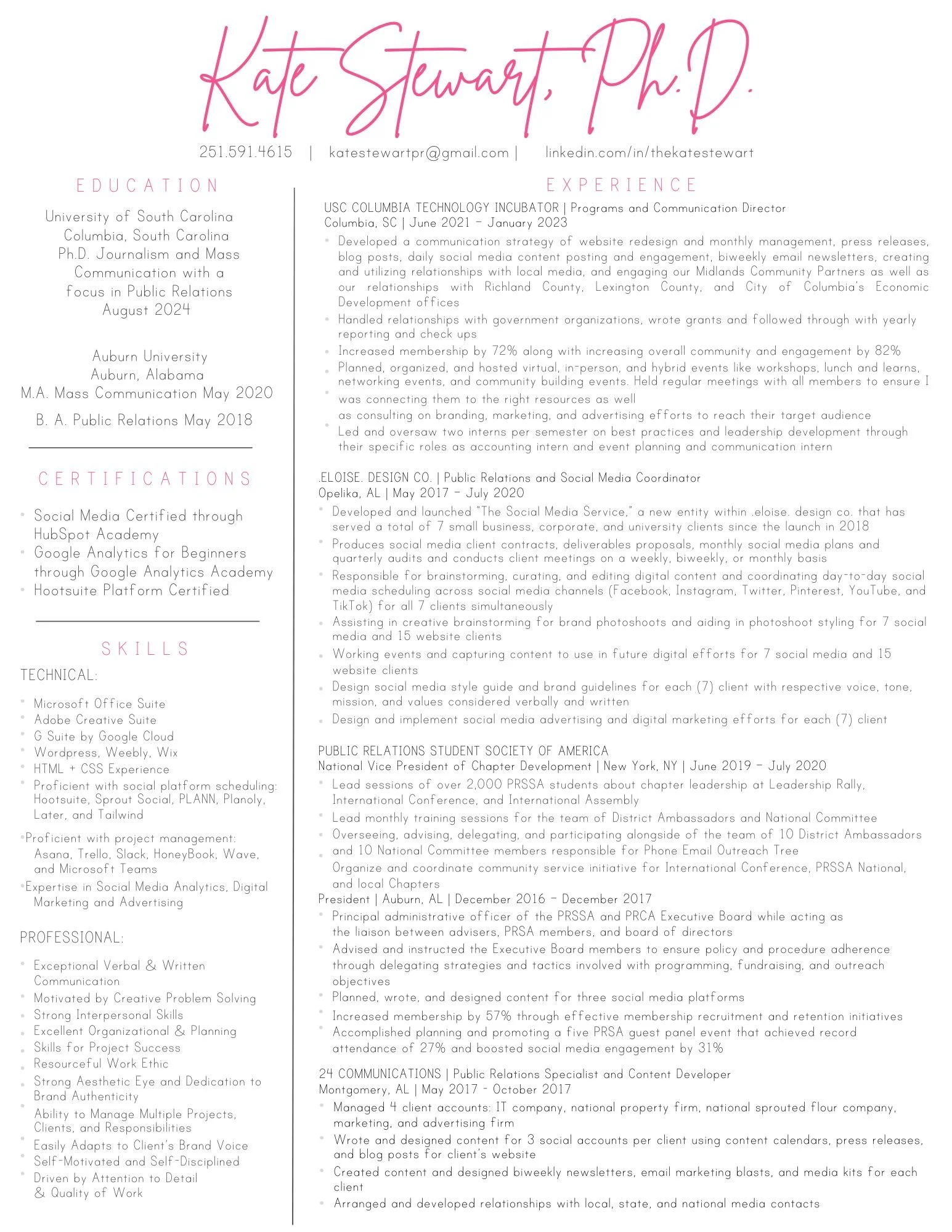 Resume — The Kate Stewart