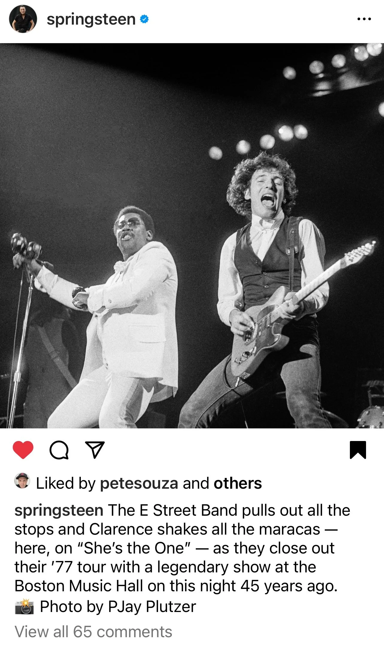 Boston Music Hall, 3/25/77 photo posted on the Official Springsteen ...