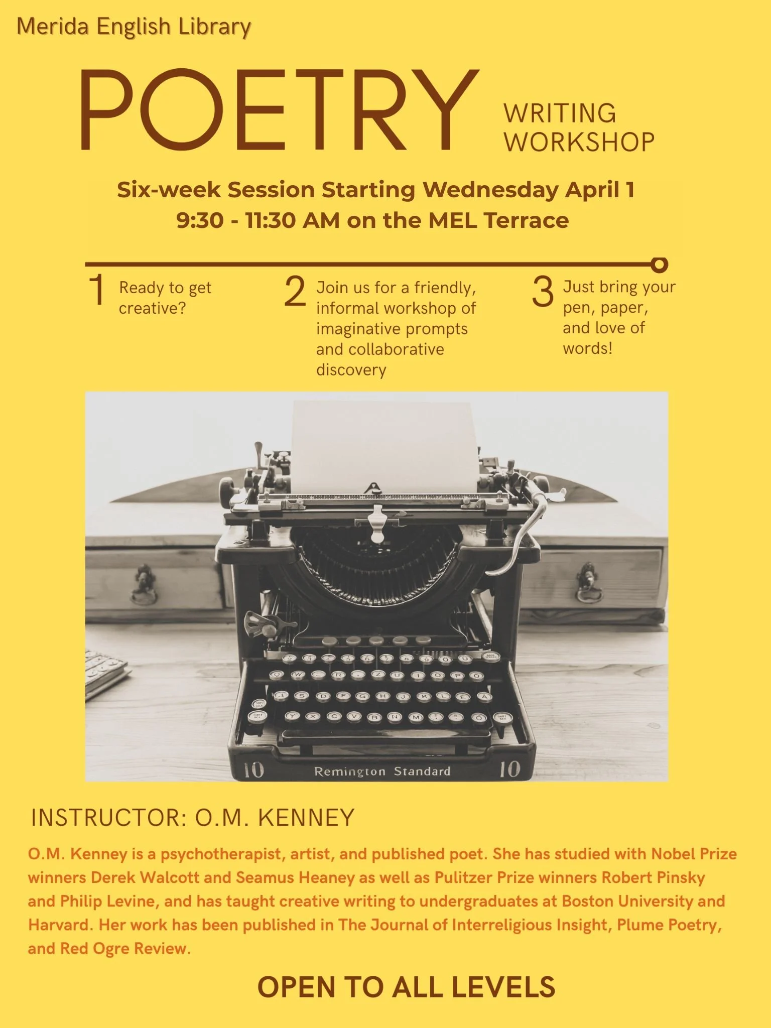 Poetry Writing Workshop — Mérida English Library