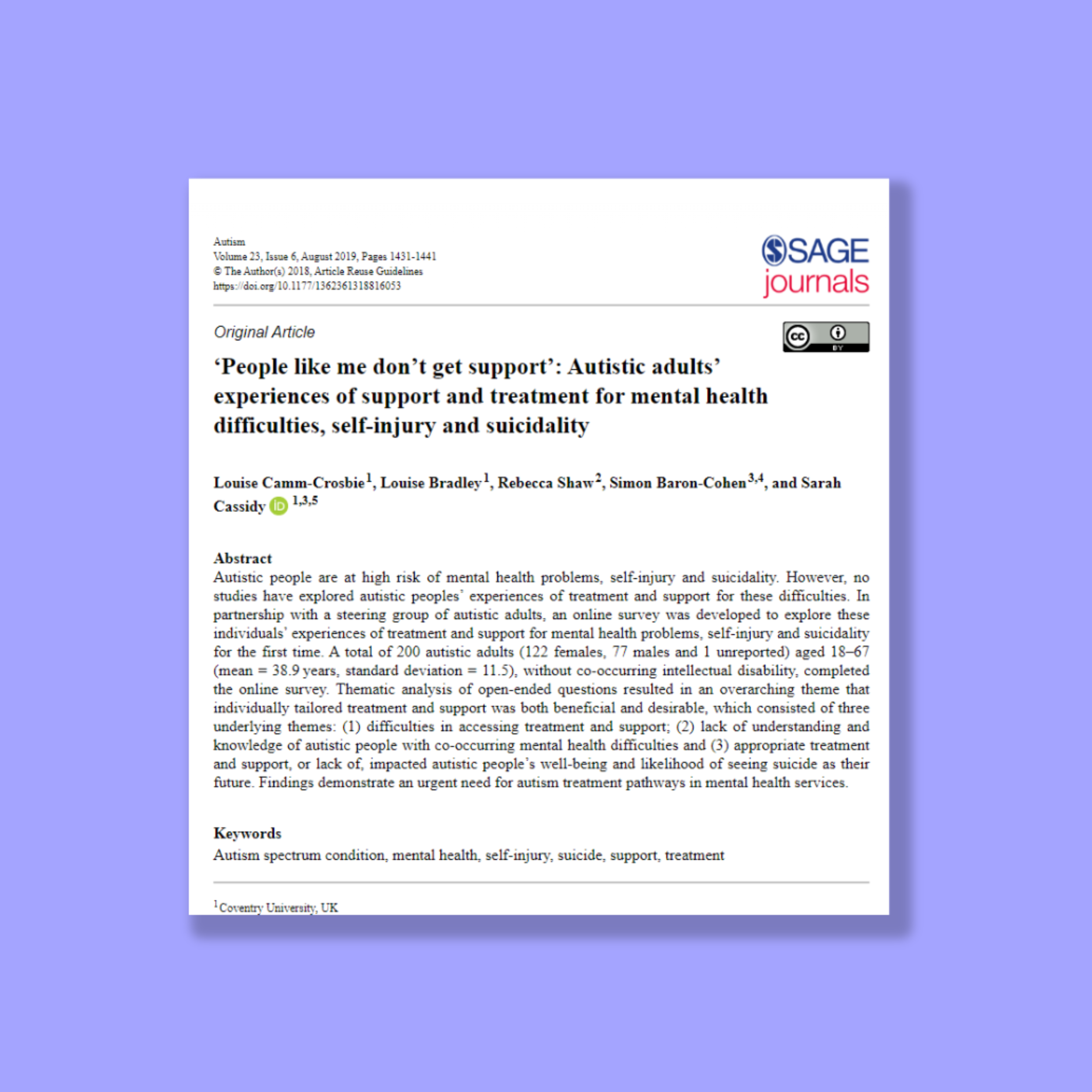 ‘People Like Me Don’t Get Support’: Autistic Adults’ Experiences of ...