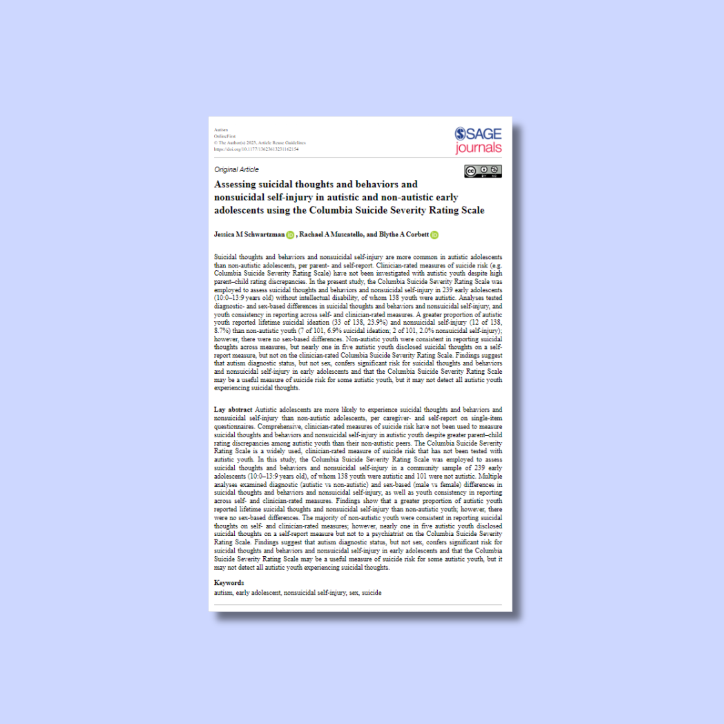 Assessing Suicidal Thoughts and Behaviors and Nonsuicidal Self-Injury ...