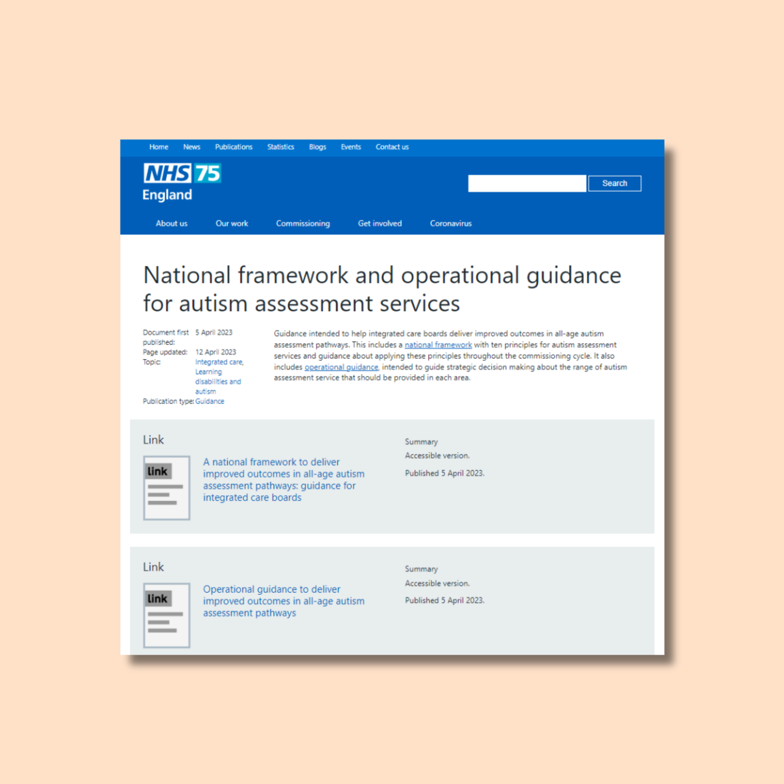 A National Framework to Deliver Improved Outcomes in All-Age Autism Assessment Pathways ...