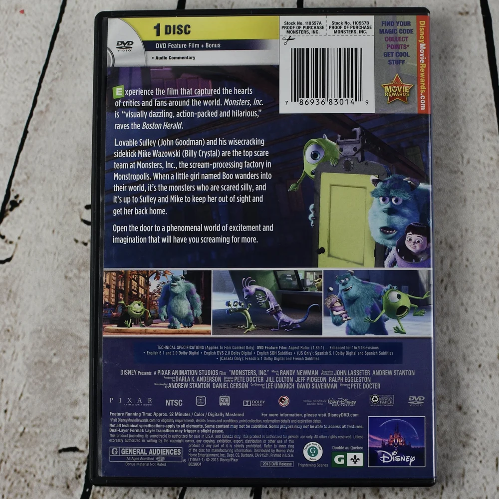 Monsters Inc Dvd