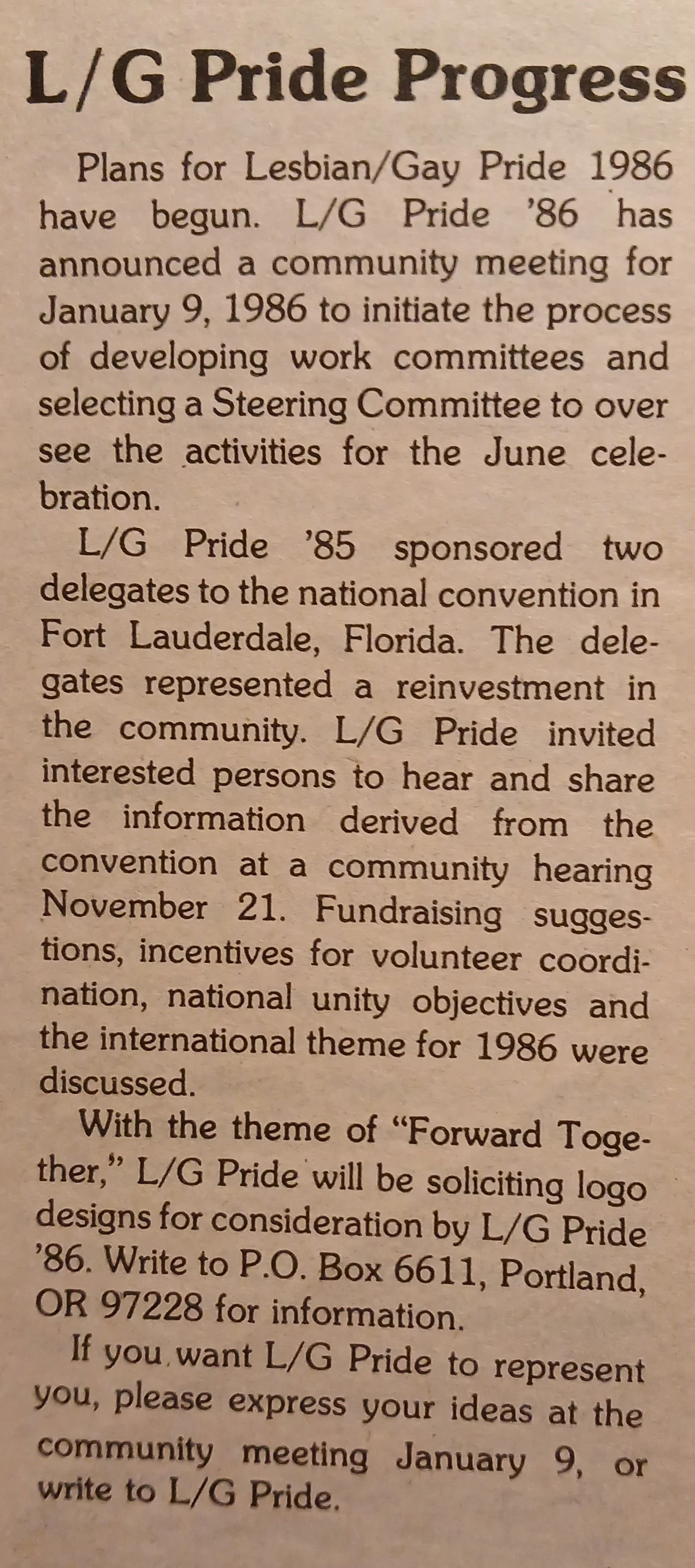Gay Pride Celebration 1985 — The Umbrella Project