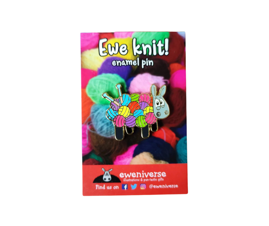 Knitting and Sheep Enamel Pins — Stitchy Witches