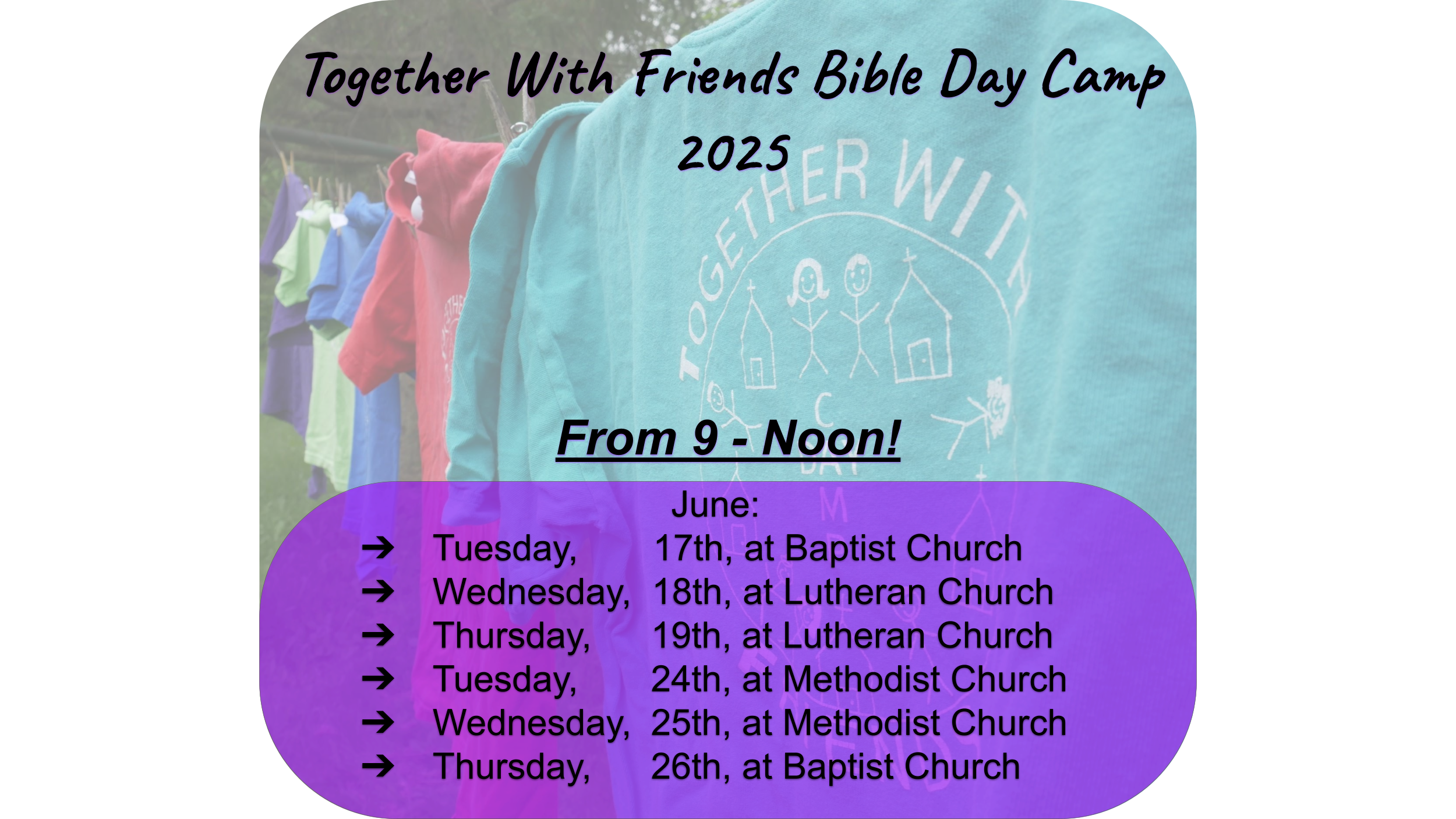 Together With Friends Bible Day Camp — United Methodist Church of ...