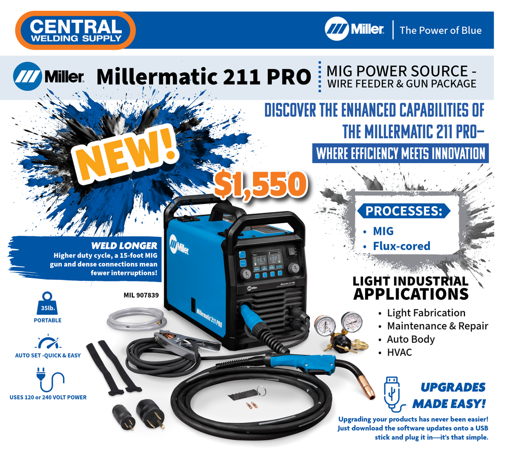 Miller Unveils Enhanced Millermatic 211 PRO — Central Welding Supply