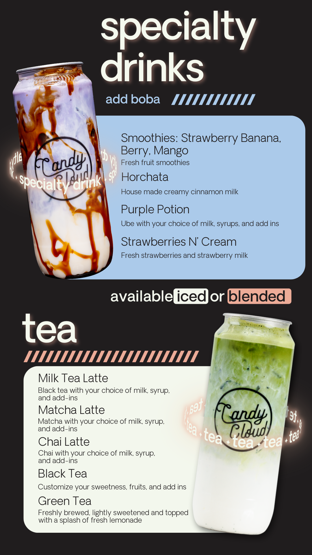 Menu — Candy Cloud - Boba, Coffee, & Creamery