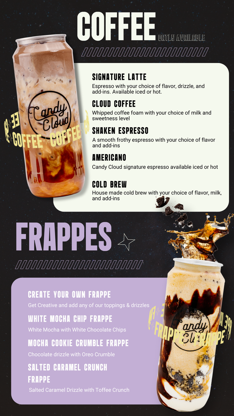 Menu — Candy Cloud - Boba, Coffee, & Creamery