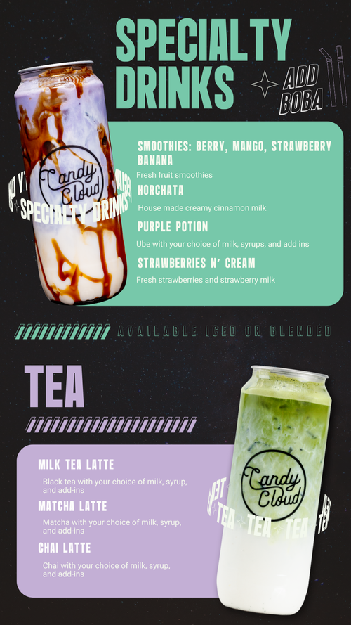 Menu — Candy Cloud - Boba, Coffee, & Creamery