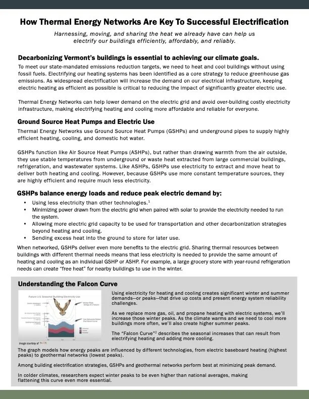 Fact Sheets and Resources — Vermont Community Thermal Networks