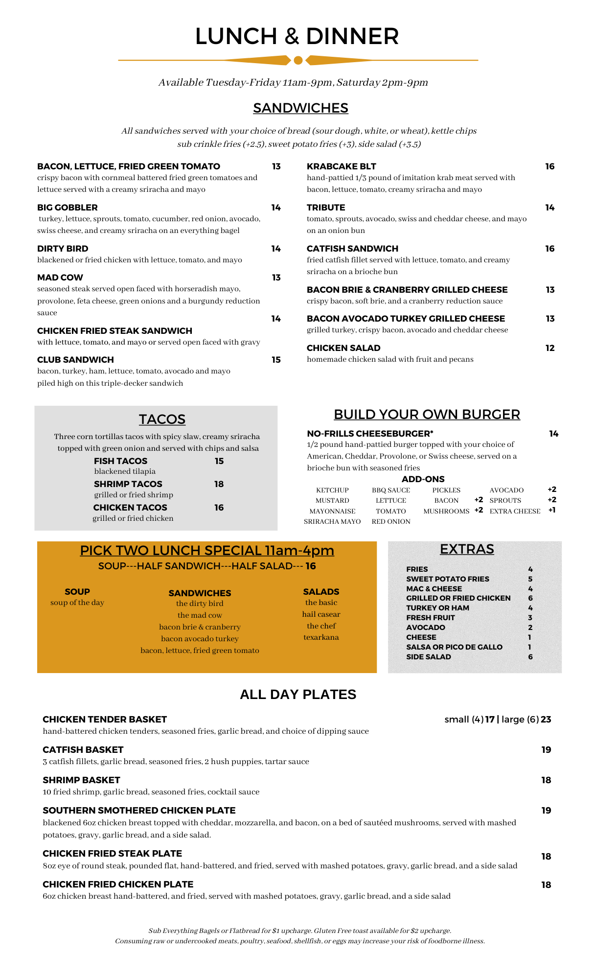Southern Dinner Menu