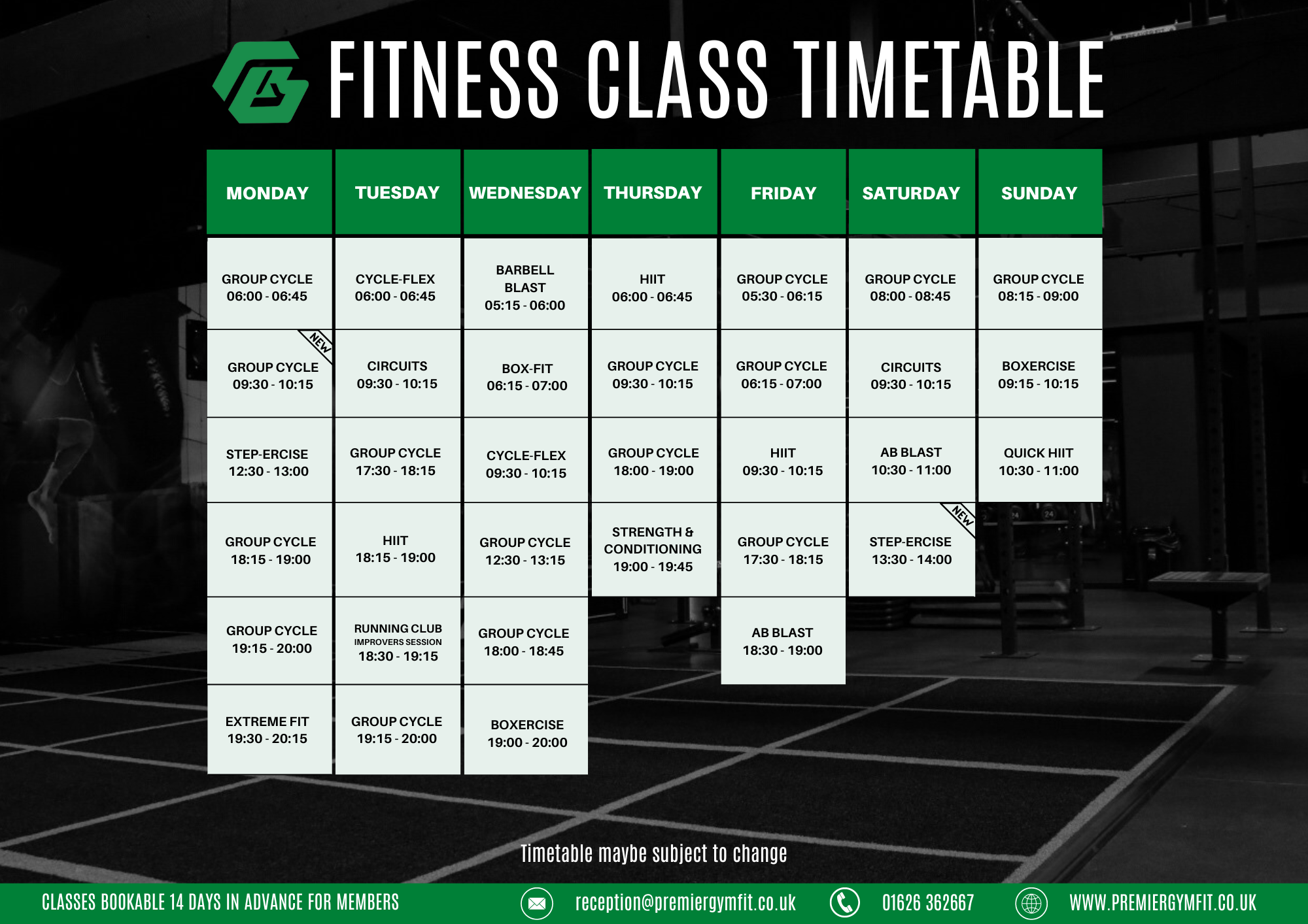 Timetable — Premier Gym + Fitness