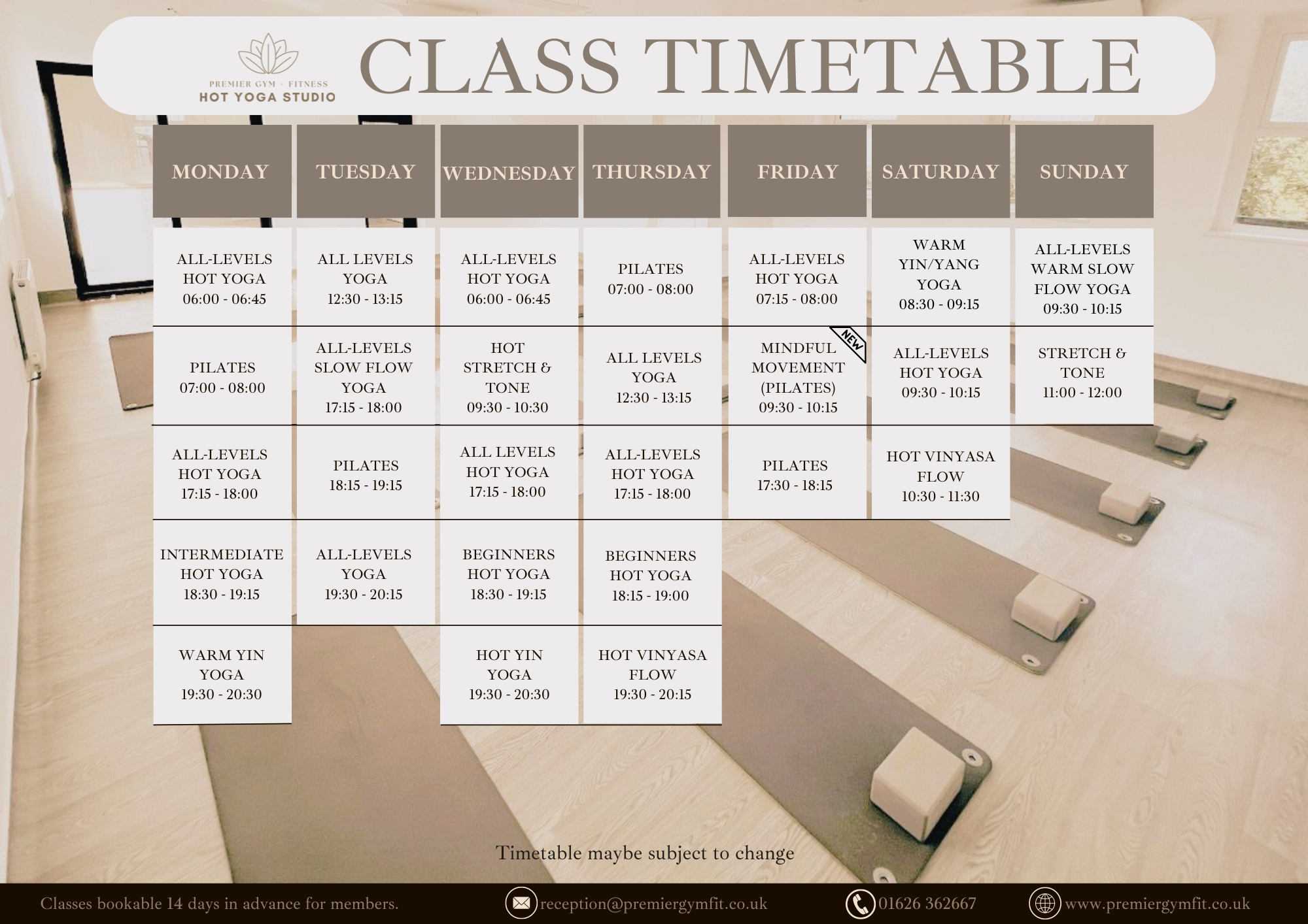Timetable — Premier Gym + Fitness