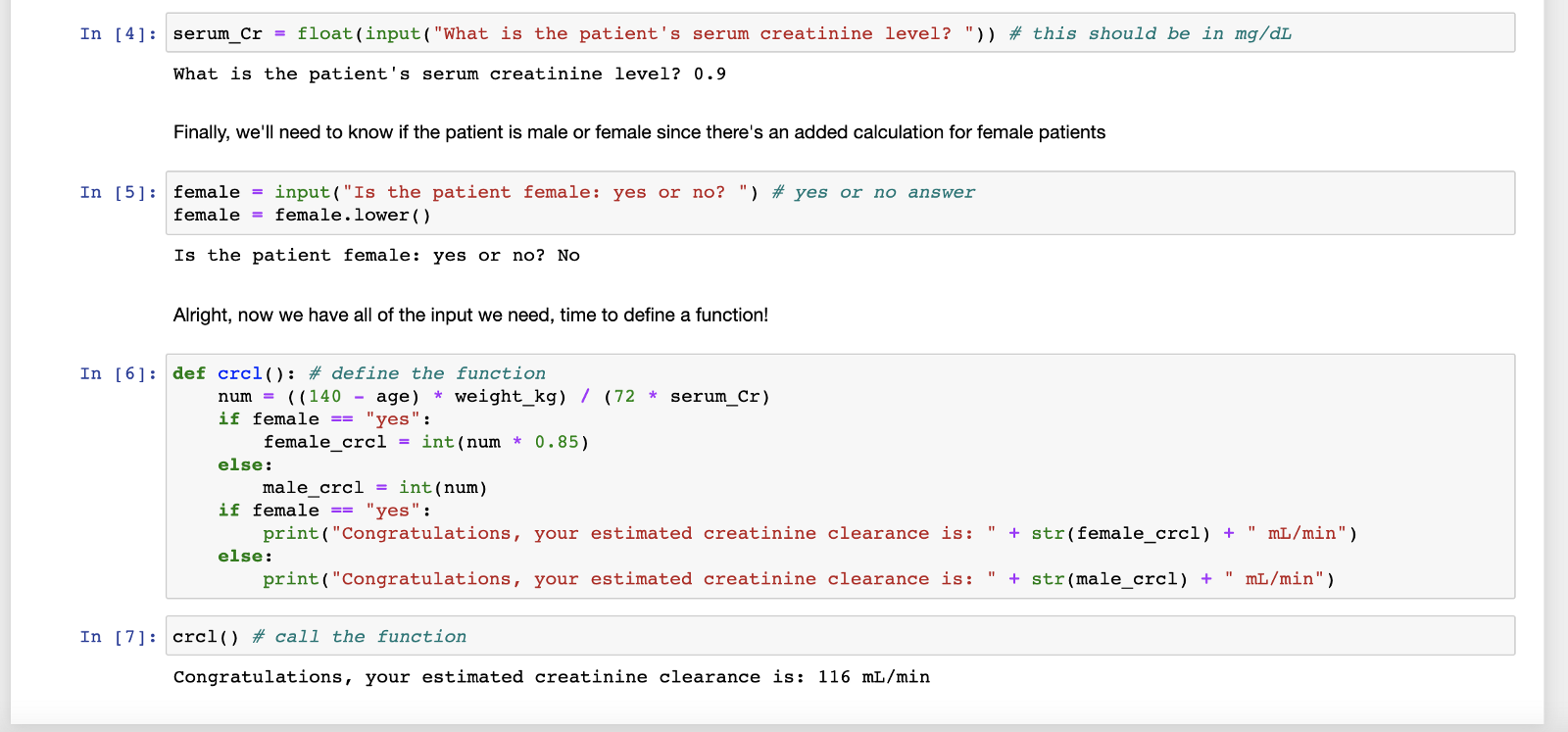 Build a Creatinine Clearance Calculator in Python — A Data Pharm