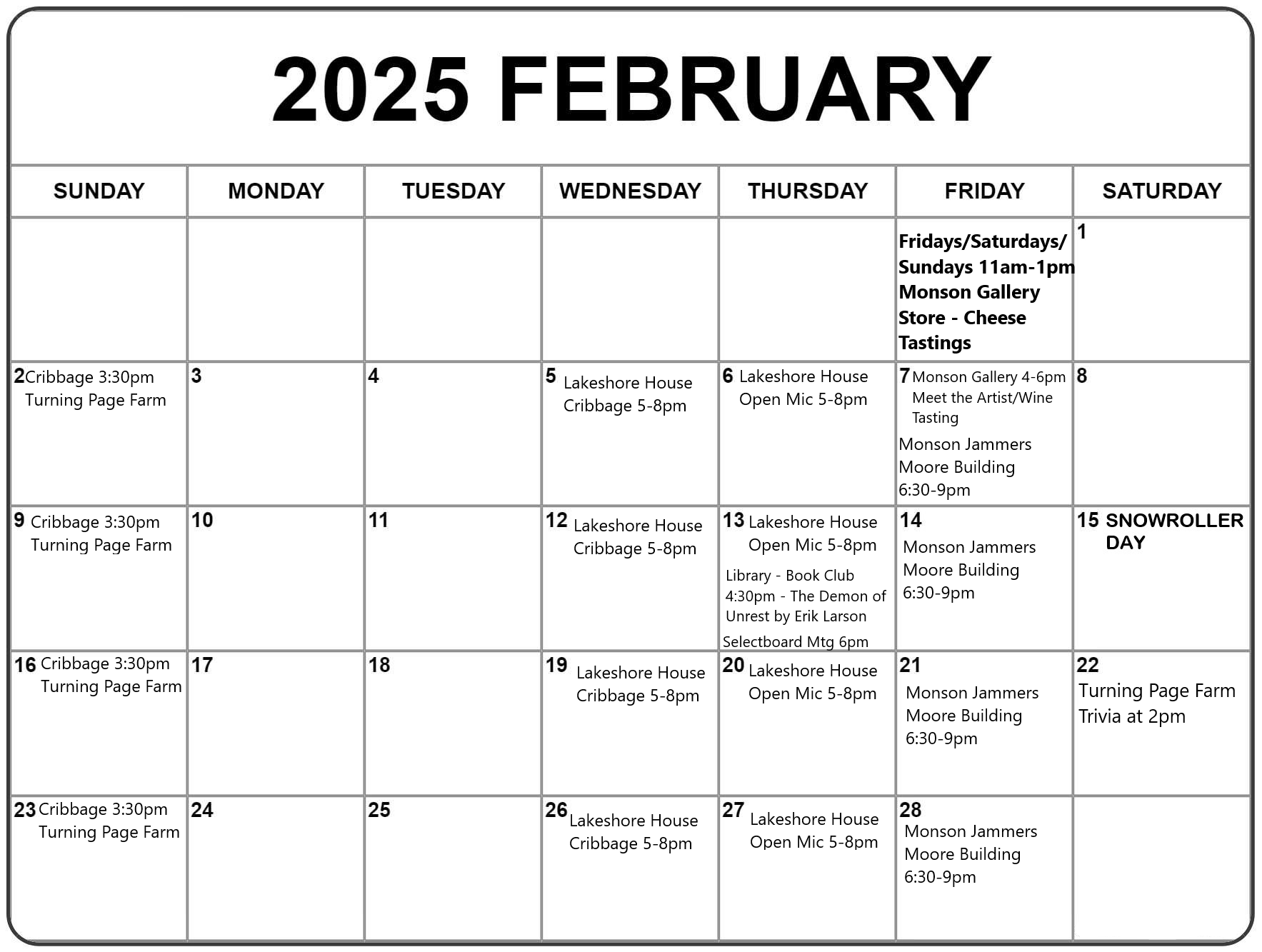 Monson, Maine Calendar of Events — Town of Monson, Maine