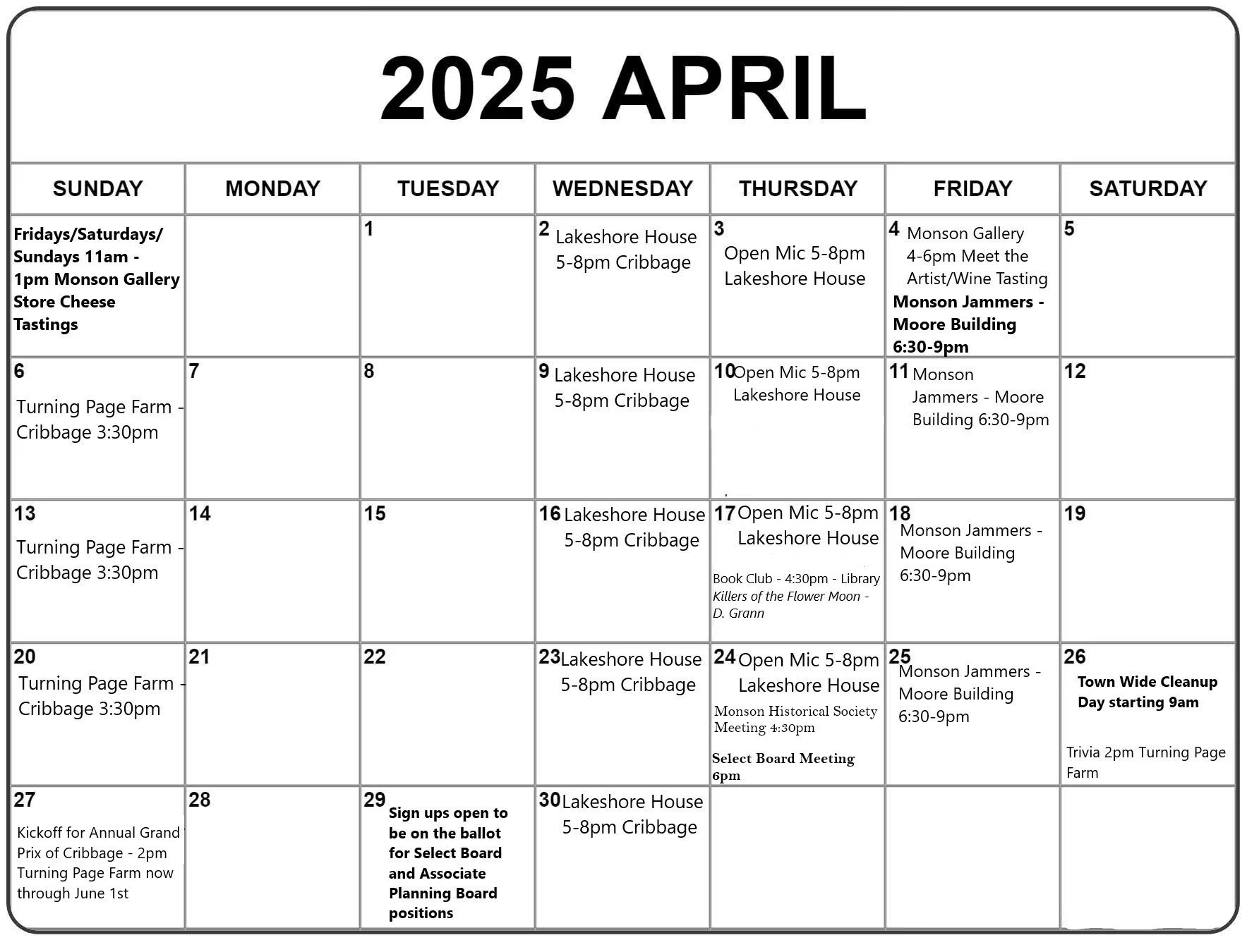 Monson, Maine Calendar of Events — Town of Monson, Maine