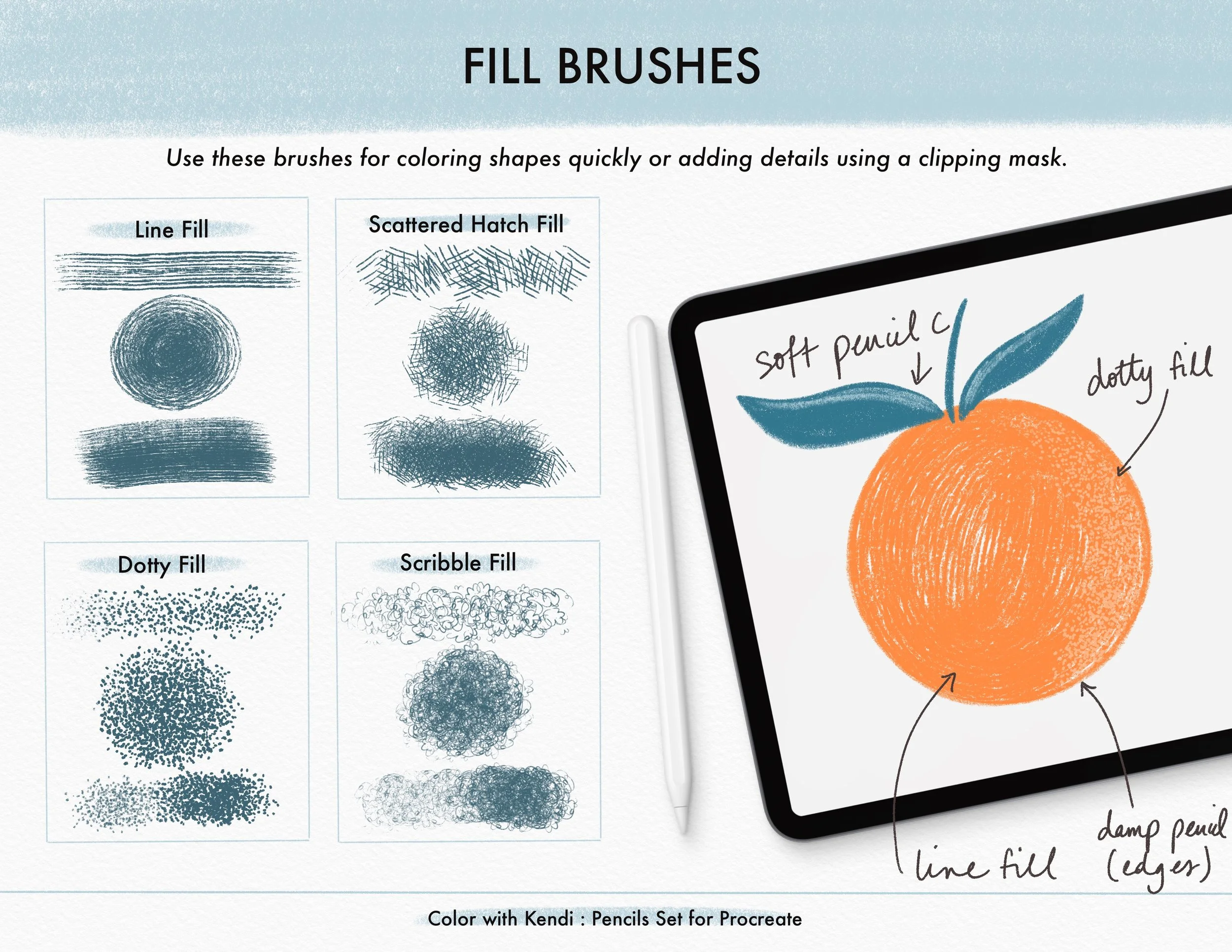 Pencils Brush Pack for Procreate — Color with Kendi: Procreate Tutorials + Brushes