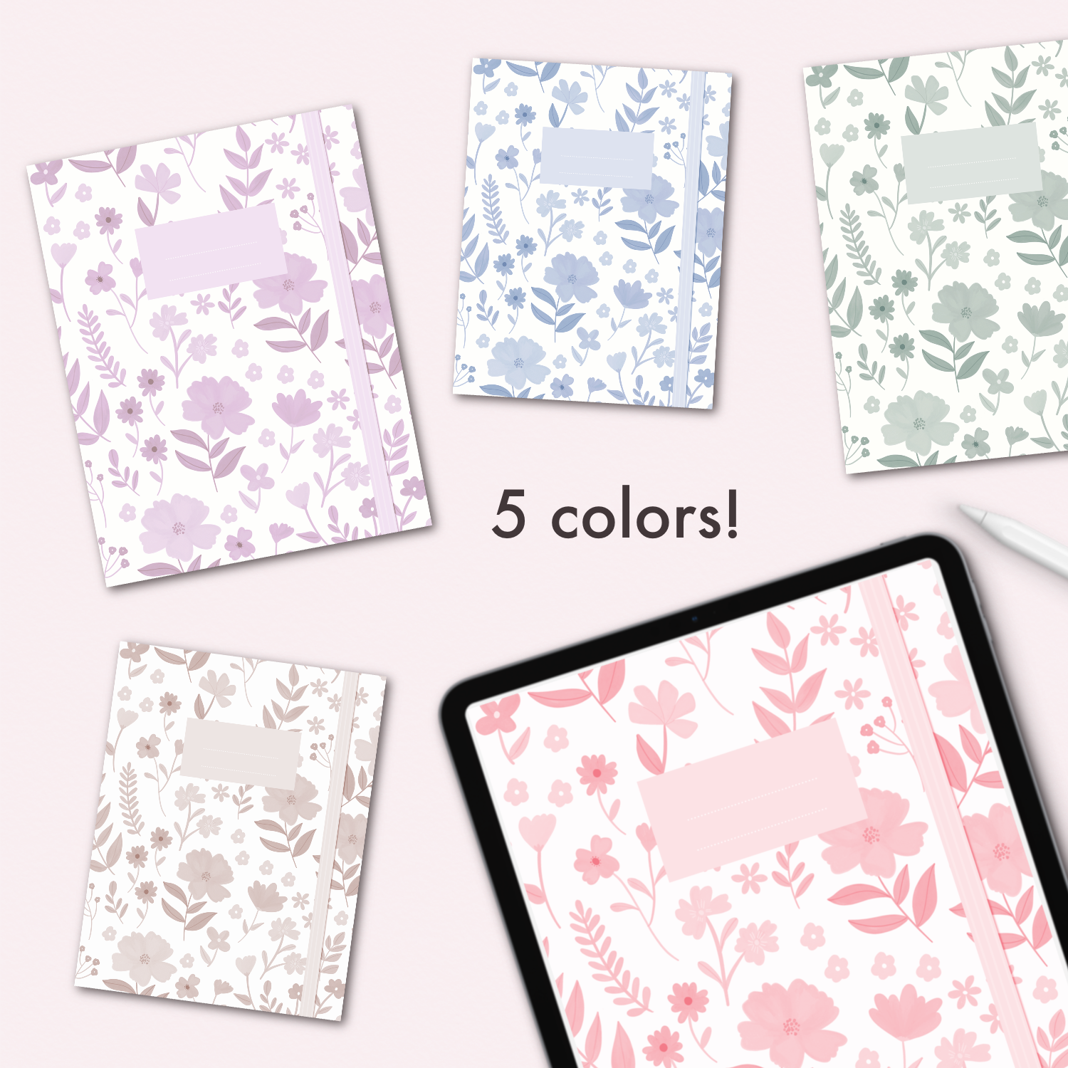 Floral Digital Notebook Cover Set — Color with Kendi: Procreate ...