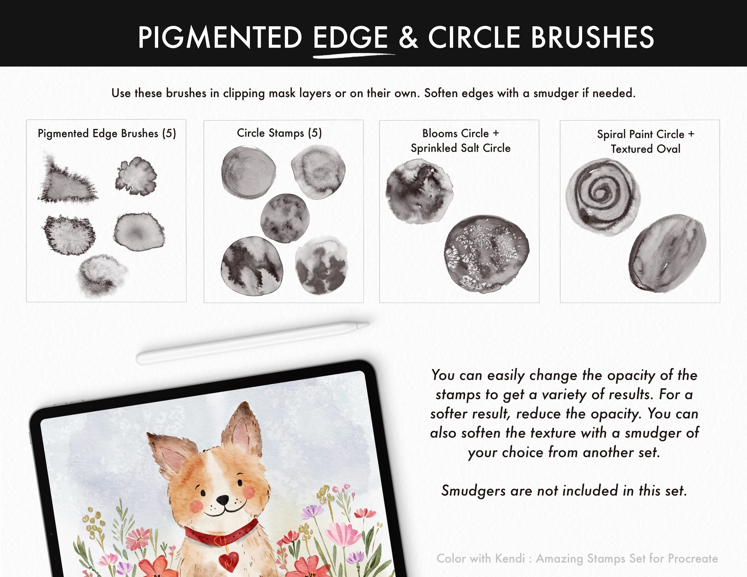 Amazing Watercolor Stamp Brush Pack for PROCREATE — Color with Kendi ...