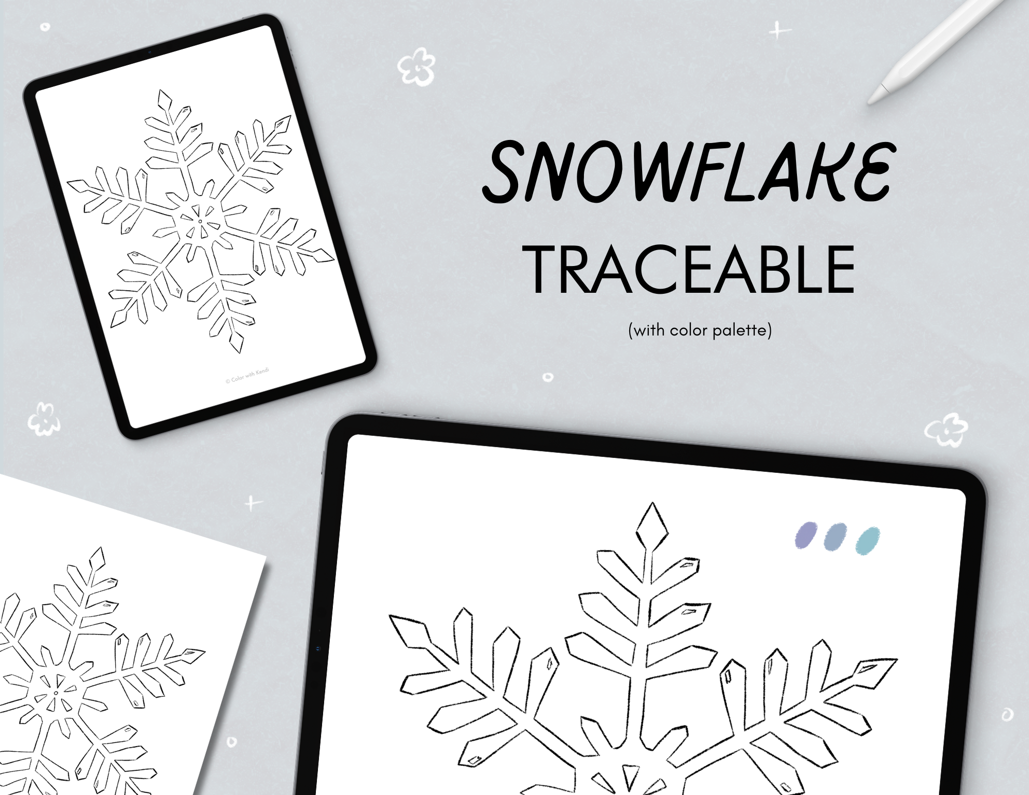 Snowflake - Traceable — Color with Kendi: Procreate Tutorials + Brushes