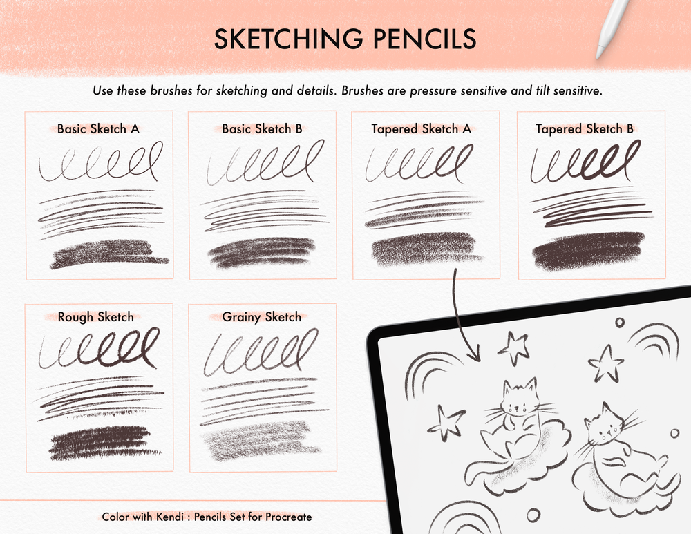Pencils Brush Pack for Procreate — Color with Kendi: Procreate ...