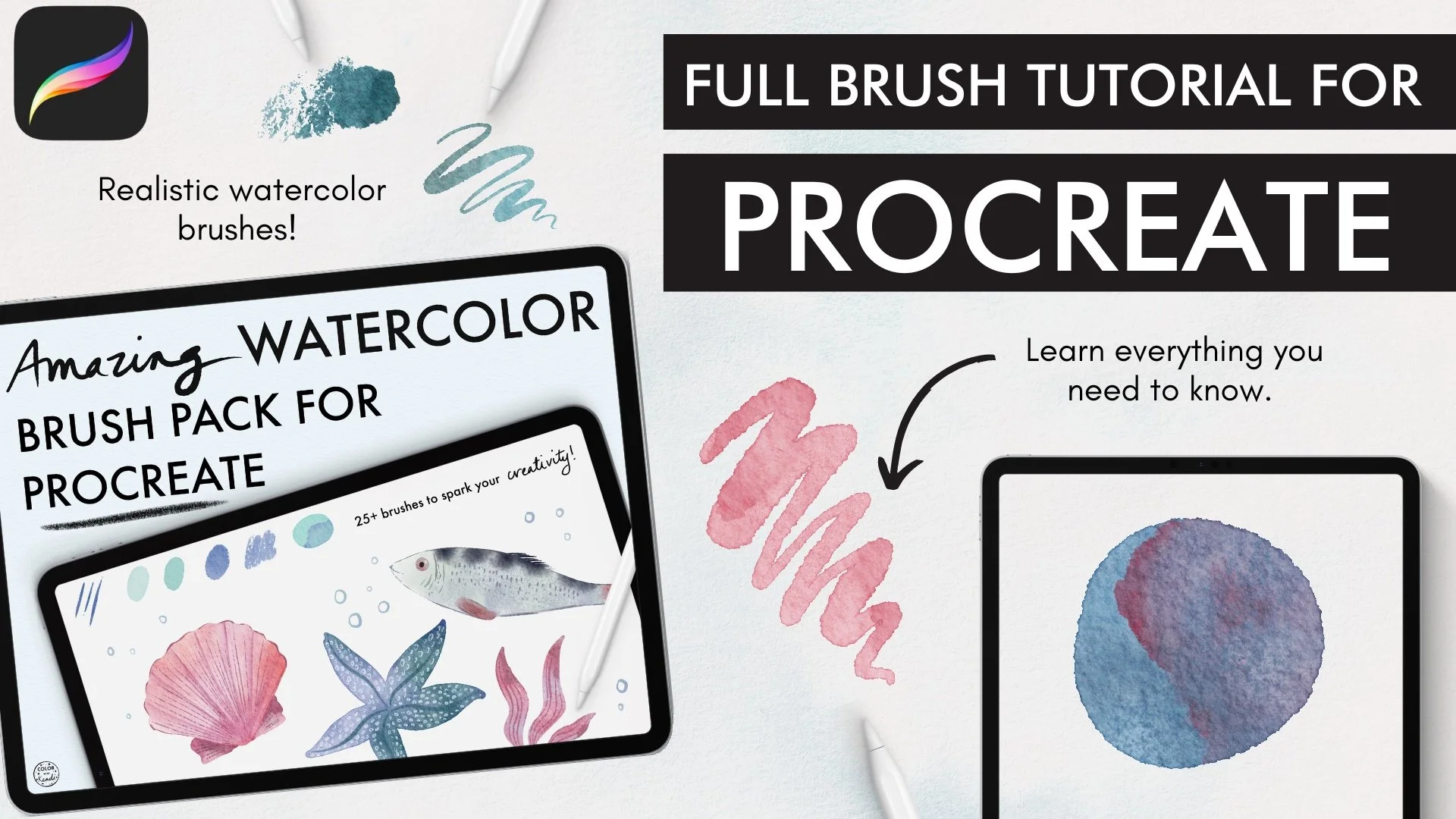Amazing Watercolor — Color with Kendi: Procreate Tutorials + Brushes