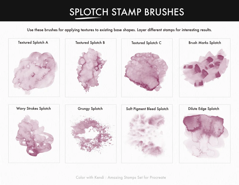 Amazing Watercolor Stamp Brush Pack for PROCREATE — Color with Kendi ...