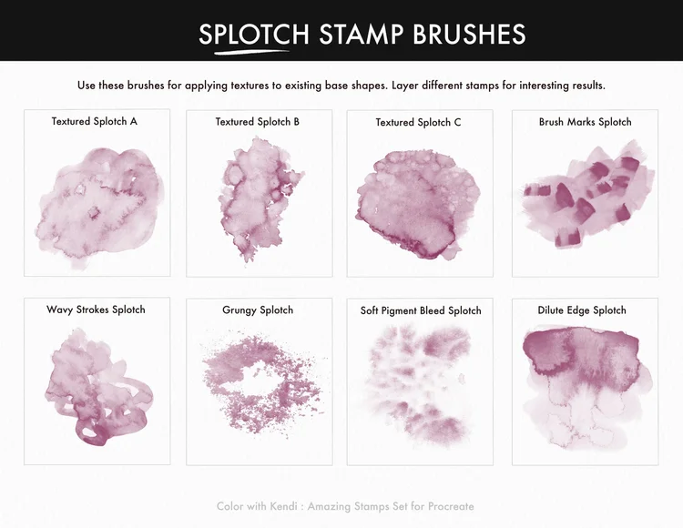 Amazing Watercolor Stamp Brush Pack for PROCREATE — Color with Kendi ...