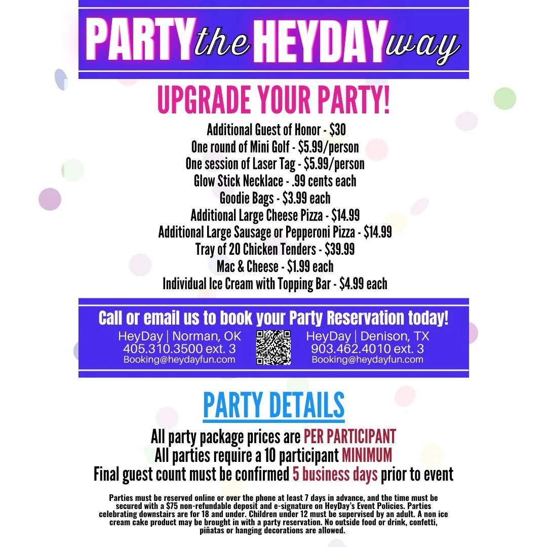 HeyDay Entertainment — Birthdays Parties