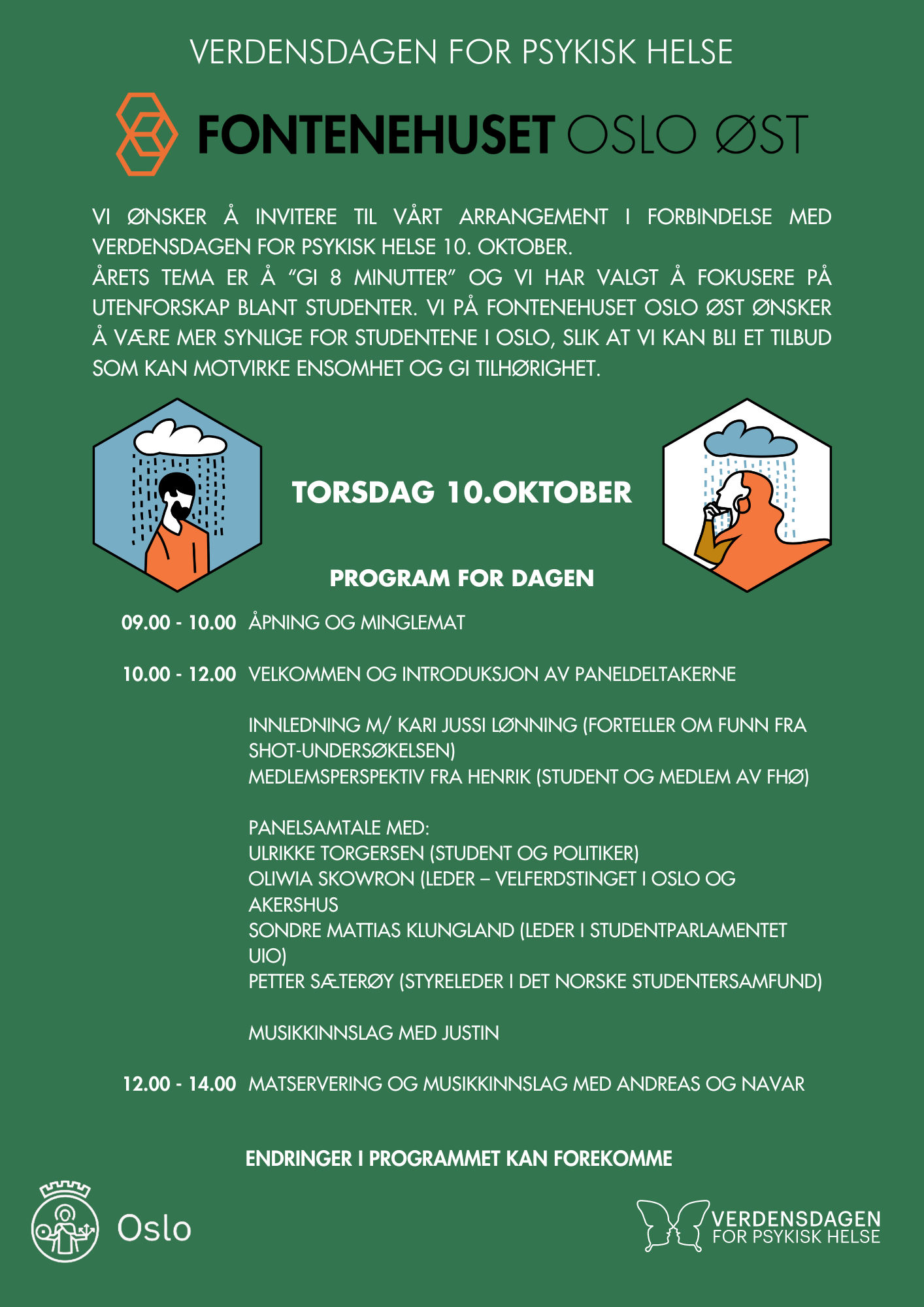 Verdensdagen for psykisk helse 10. oktober — Fontenehuset Oslo Øst