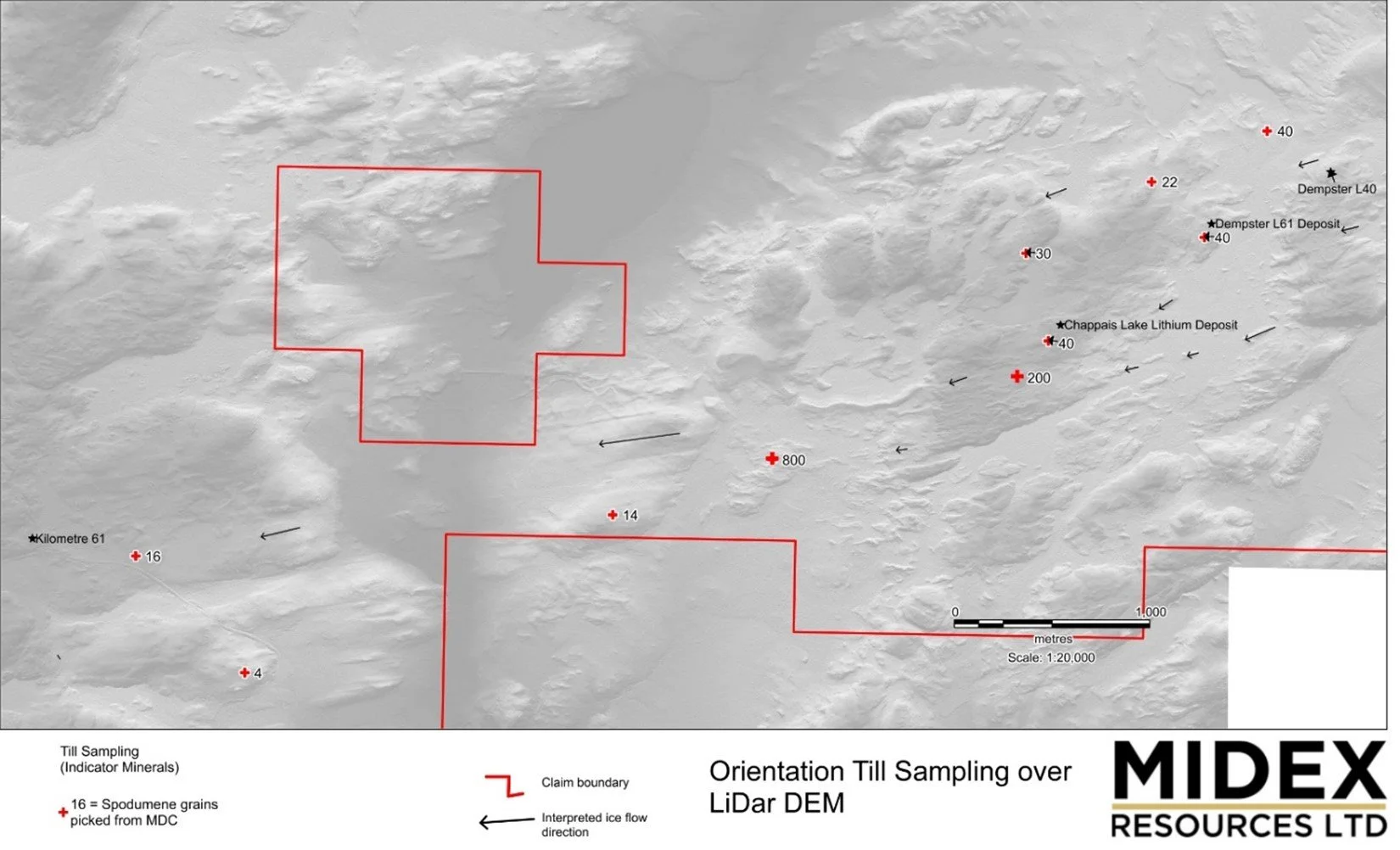 MIDEX DISCOVERS HUNDREDS OF SPODUMENE GRAINS FROM TILL SAMPLING ...