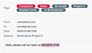 Redacting Email Content — DataCove Email Archiving