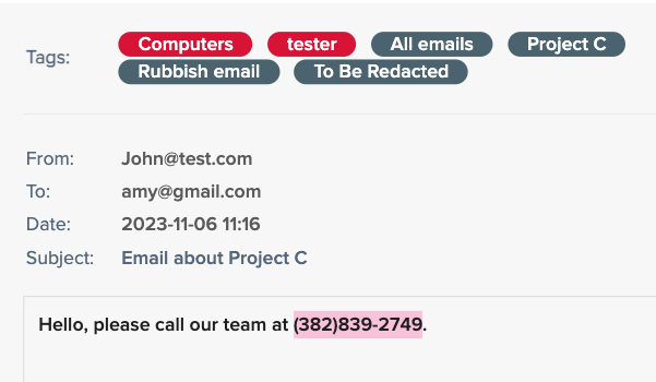 Redacting Email Content — DataCove Email Archiving