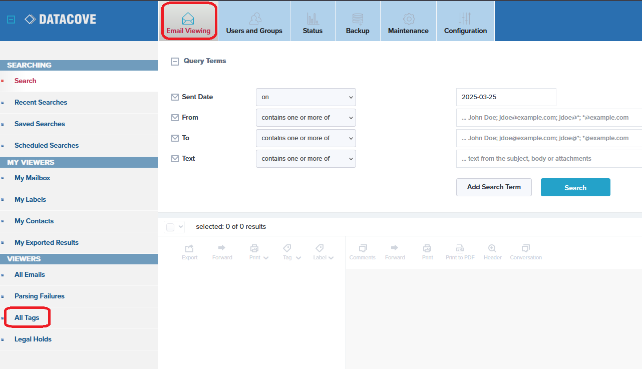 Redacting Email Content — DataCove Email Archiving