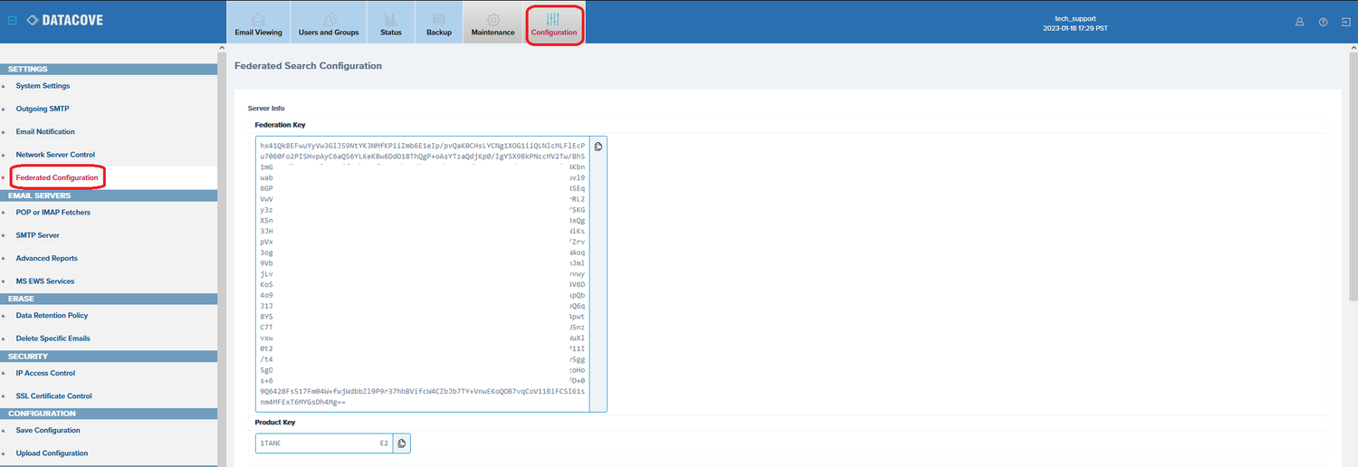 Configuring Federated Search between multiple DataCoves — DataCove Email Archiving