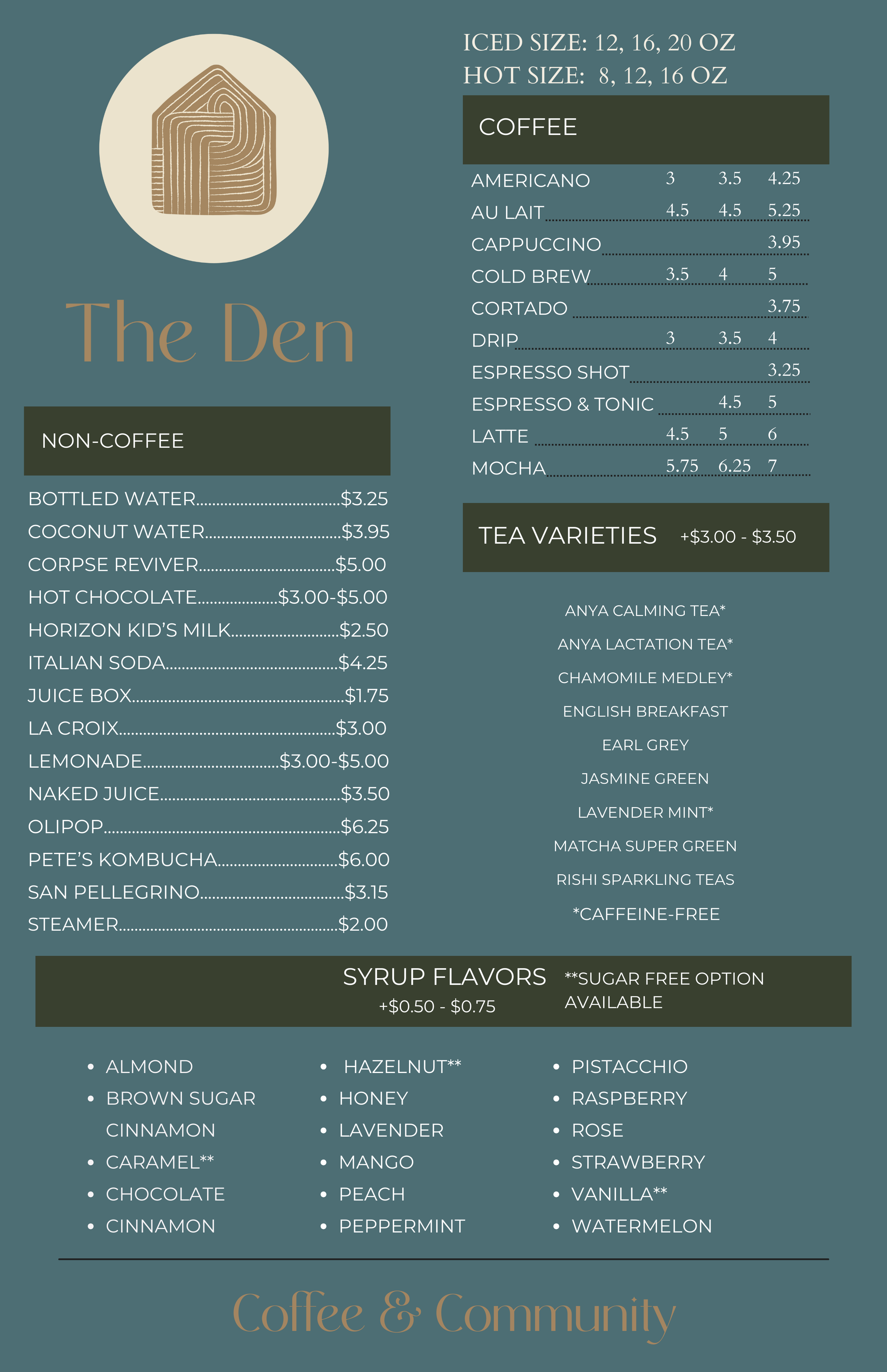 Menu 1 — The Den