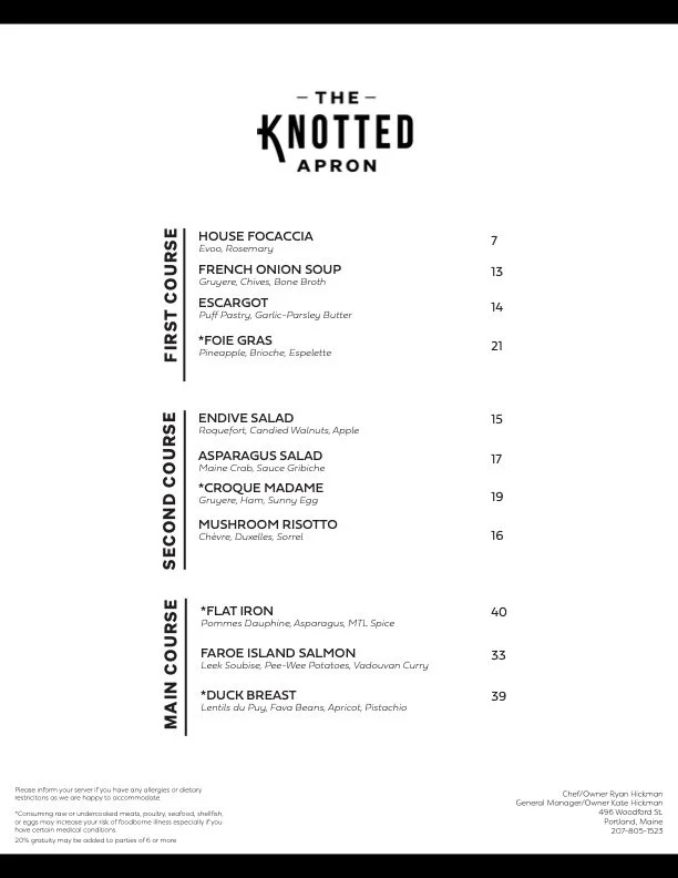 Menu — The Knotted Apron