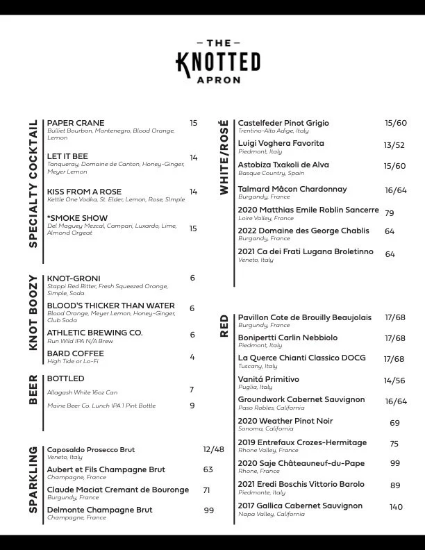 Menu — The Knotted Apron