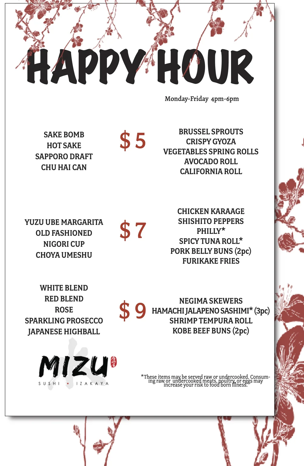Happy Hour — Mizu Izakaya