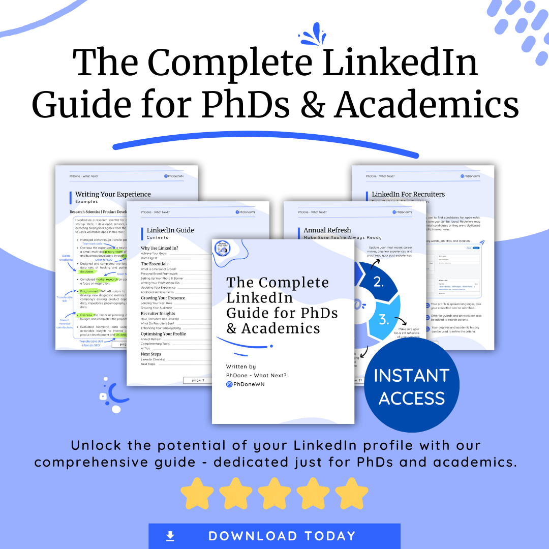 LinkedIn Guide for PhDs and Academics — PhDone - What Next?