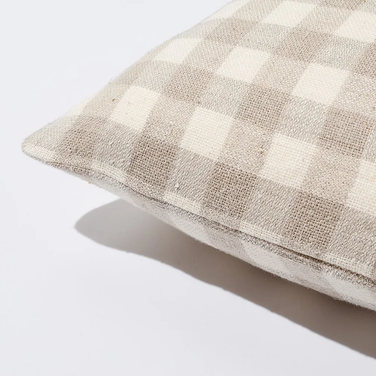 Sienna - Textured Linen Cushion with Taupe Fringing — Sewn