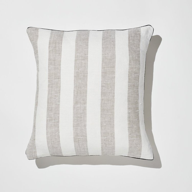 Sienna - Textured Linen Cushion with Taupe Fringing — Sewn